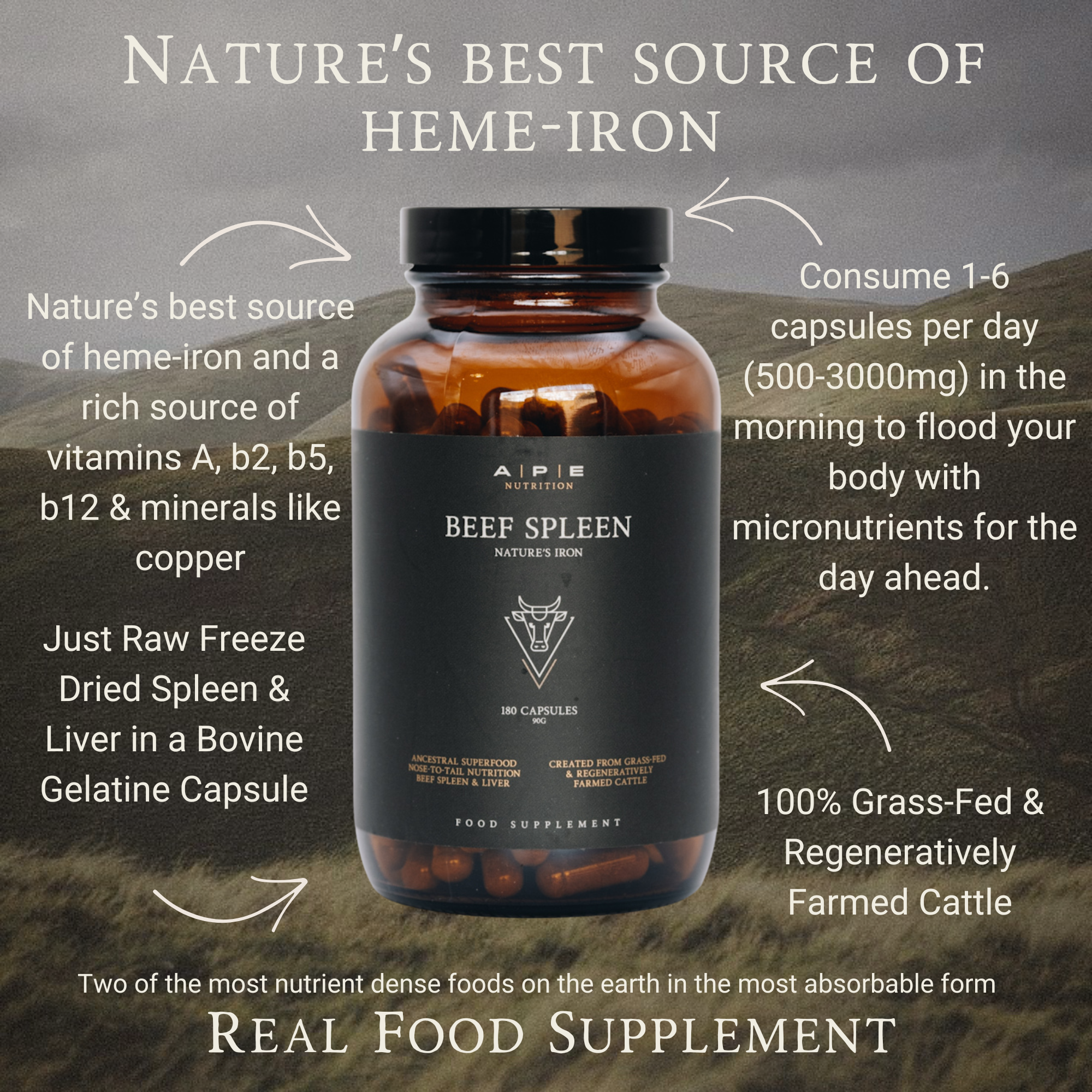 Grass-Fed Beef Spleen | Nature's Iron – APE Nutrition Ltd