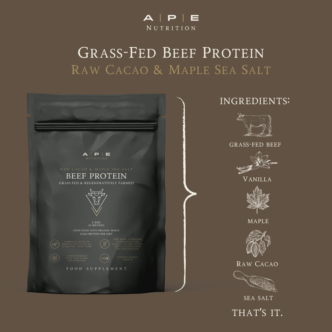 Grass-Fed Beef Protein | Raw Cacao & Maple Sea Salt – APE Nutrition Ltd